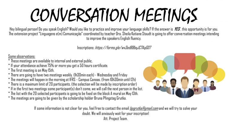 Inscrições abertas para encontros de conversação em Língua Inglesa ... Inscrições abertas para encontros de conversação em Língua Inglesa ...