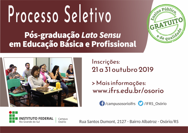 Inscrições abertas para o Processo Seletivo da Pós-graduação em ... Inscrições abertas para o Processo Seletivo da Pós-graduação em ...